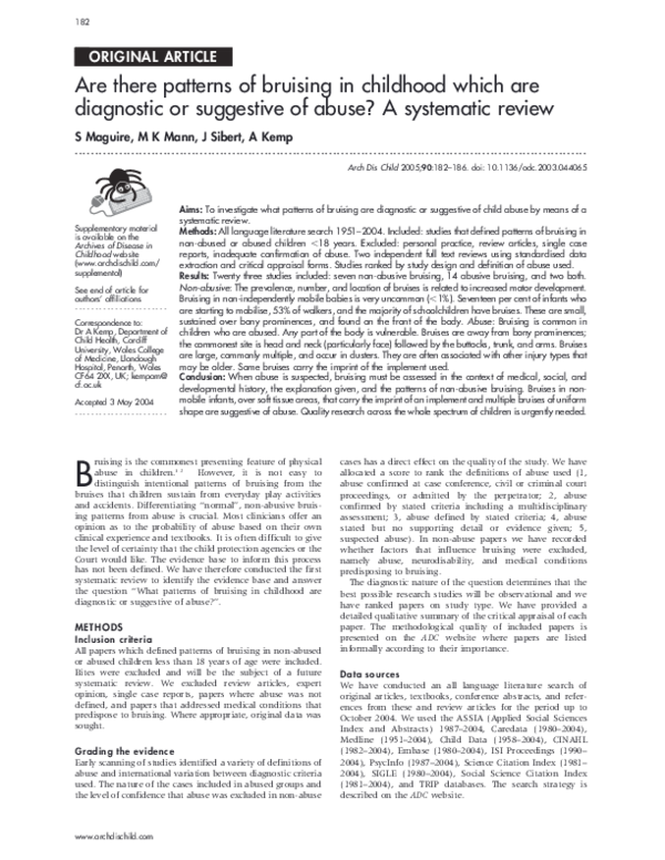 (PDF) Are there patterns of bruising in childhood which are diagnostic ...