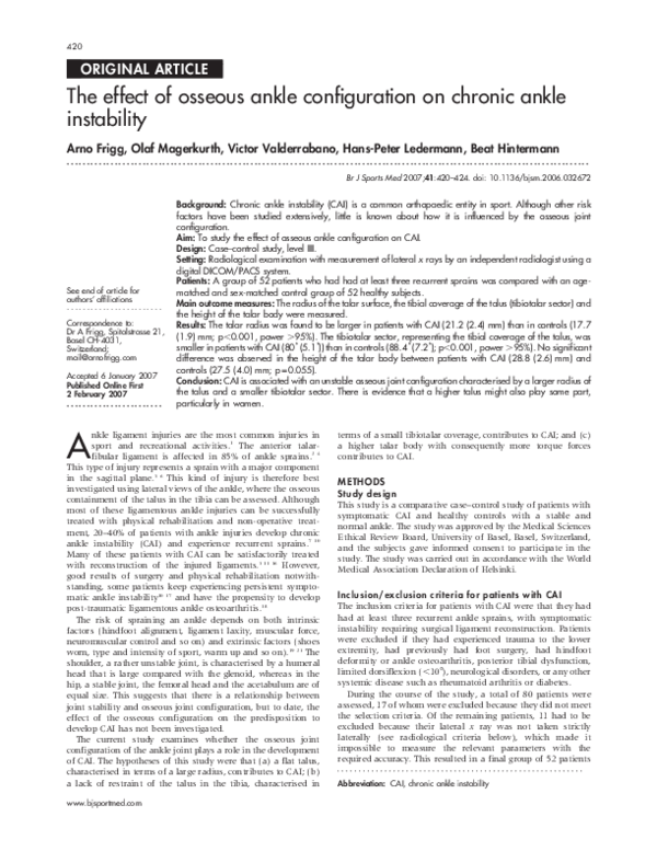 (PDF) The effect of osseous ankle configuration on chronic ankle ...