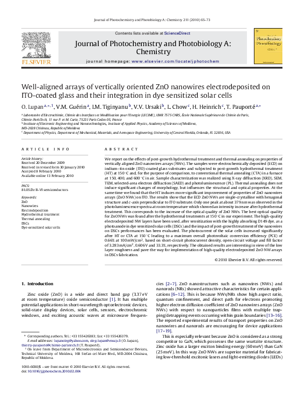 (PDF) Well-aligned arrays of vertically oriented ZnO nanowires electrodeposited on ITO-coated ...