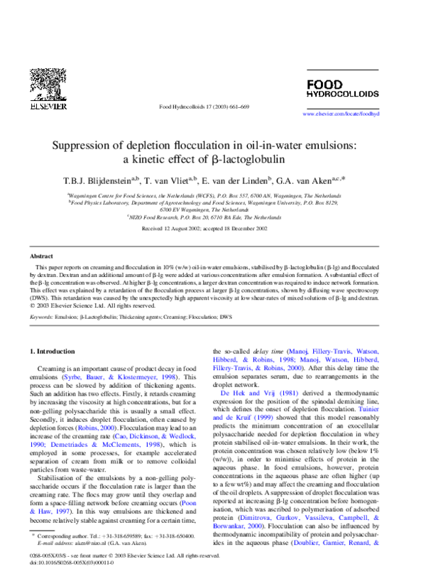 (PDF) Suppression of depletion flocculation in oil-in-water emulsions ...