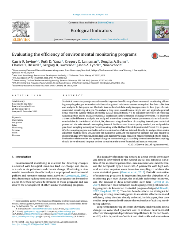 (PDF) Evaluating the efficiency of environmental monitoring programs