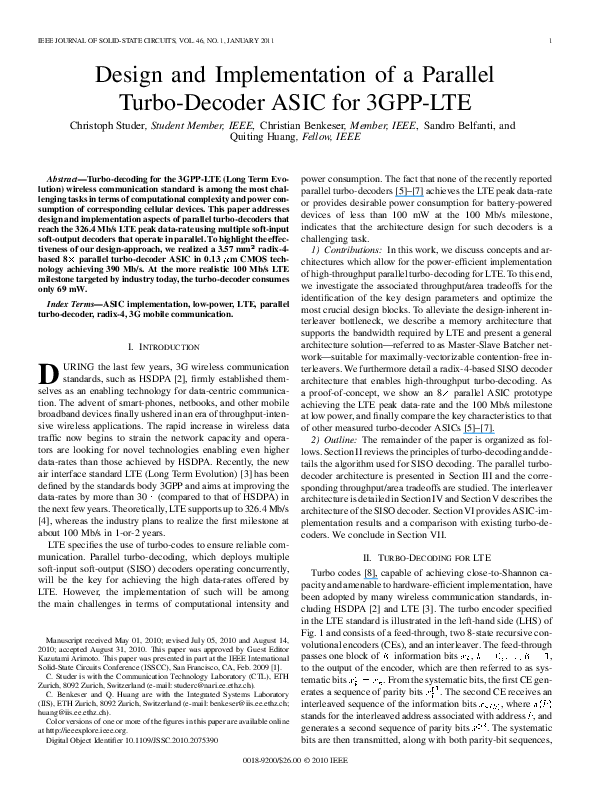 Pdf Design And Implementation Of A Parallel Turbo Decoder Asic For 3gpp Lte