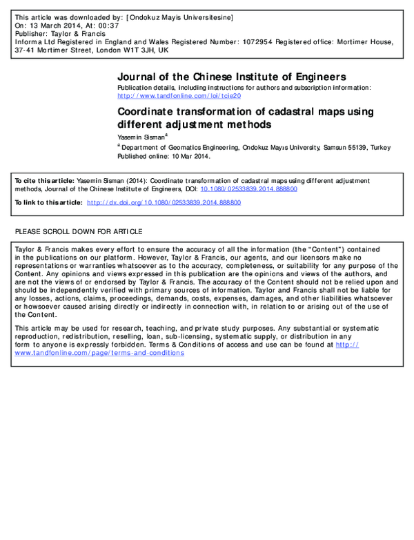 (PDF) Coordinate transformation of cadastral maps using different adjustment methods Coordinate ...
