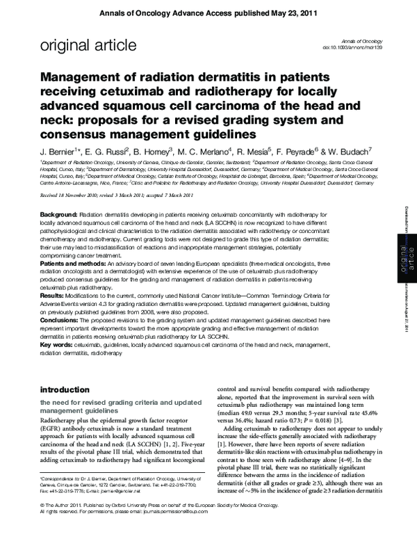 (PDF) Management of radiation dermatitis in patients receiving ...