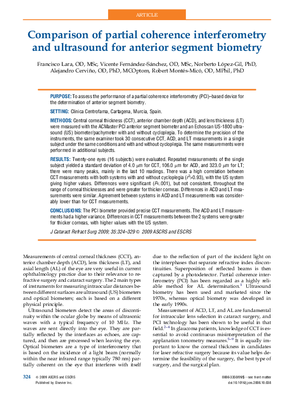 (PDF) Comparison of partial coherence interferometry and ultrasound for anterior segment ...