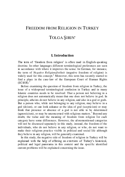 (PDF) FREEDOM FROM RELIGION IN TURKEY