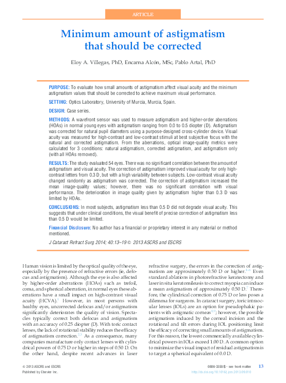 (PDF) Minimum Astigmatism Correction for Visual Acuity