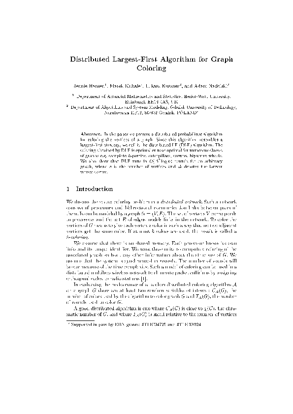 (PDF) Distributed Largest-First Algorithm for Graph Coloring
