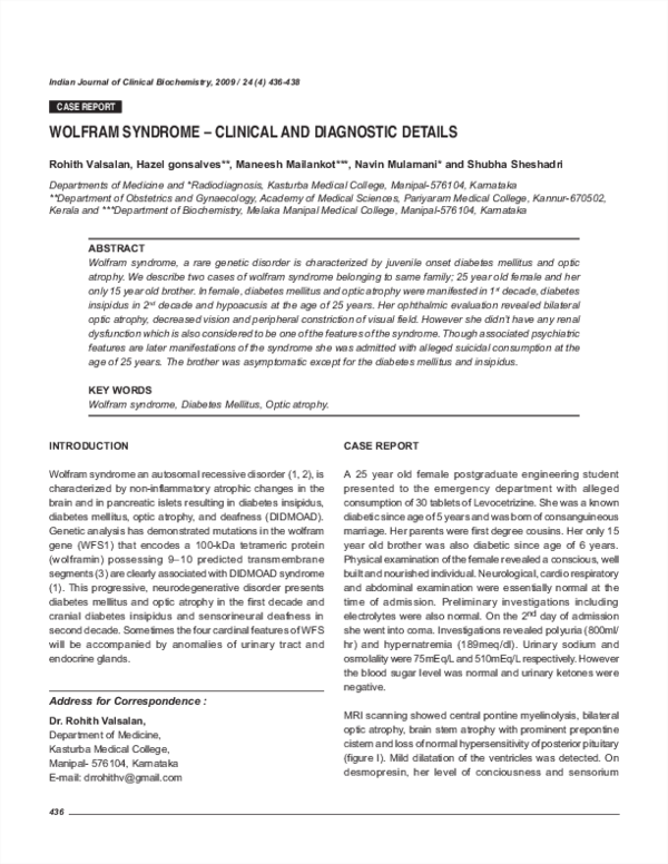 (PDF) Wolfram syndrome — clinical and diagnostic details