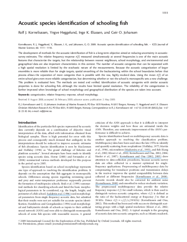 (PDF) Acoustic species identification of schooling fish