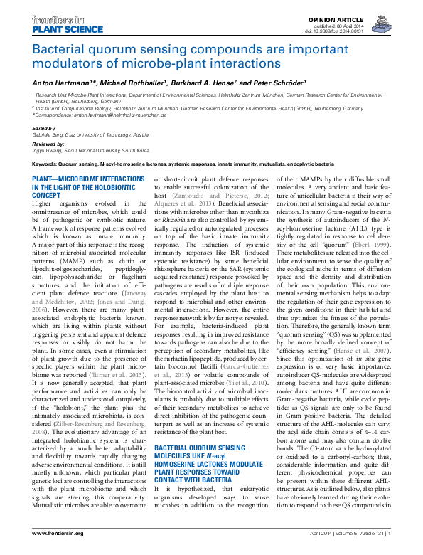(PDF) Bacterial quorum sensing compounds are important modulators of ...