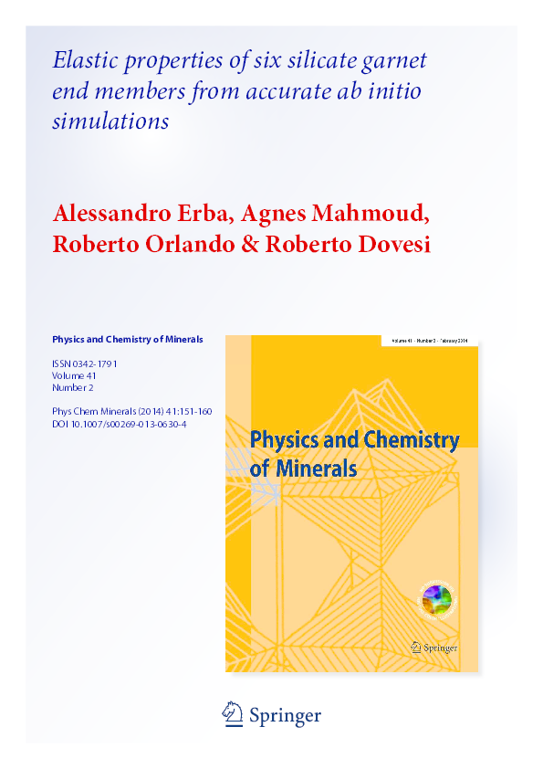 Pdf Elastic Properties Of Six Silicate Garnet End Members From