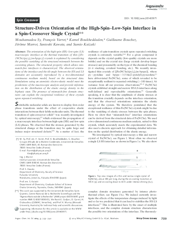 (PDF) Structure-Driven Orientation of the High-Spin-Low-Spin Interface ...