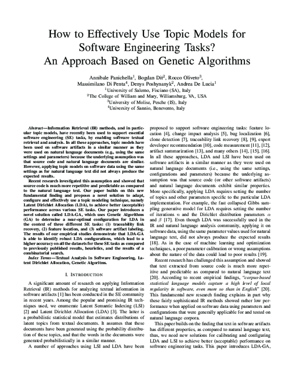 (PDF) How to effectively use topic models for software engineering ...