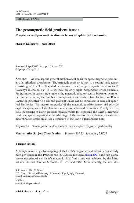 The geomagnetic field gradient tensor