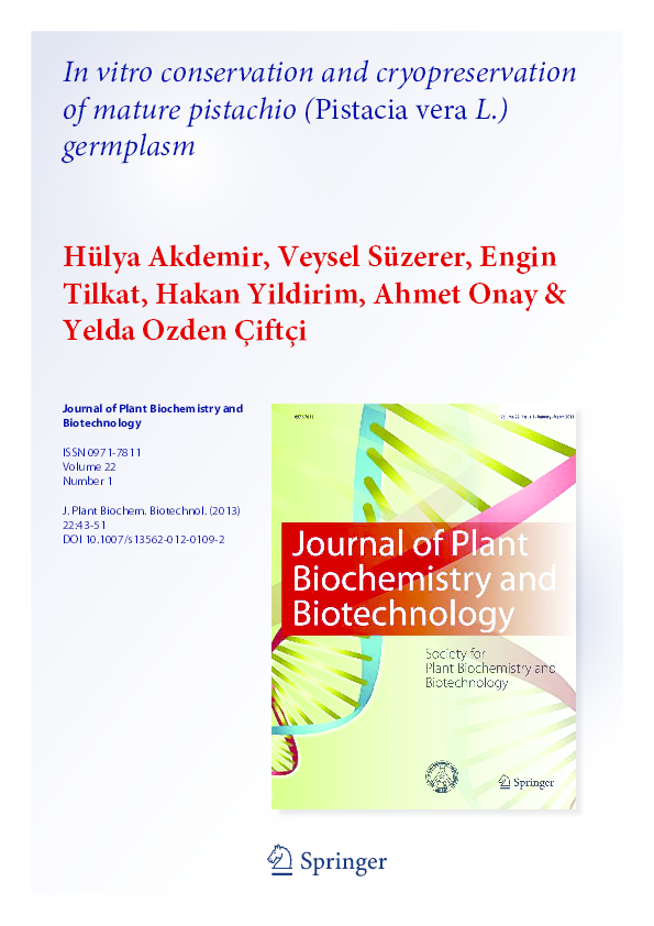 (PDF) In vitro conservation and cryopreservation of mature pistachio ...