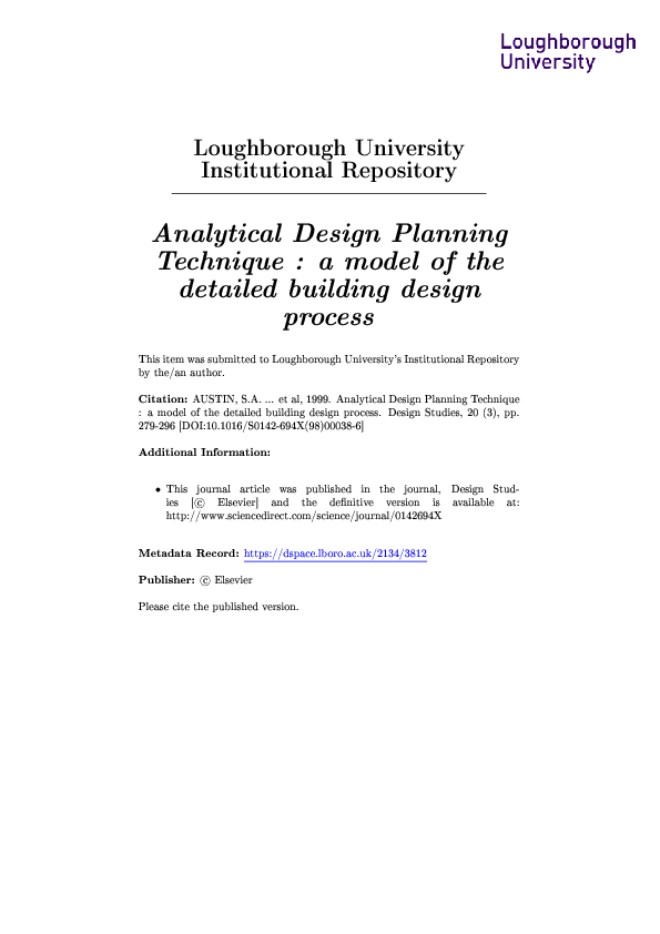 (PDF) Analytical design planning technique: a model of the detailed ...
