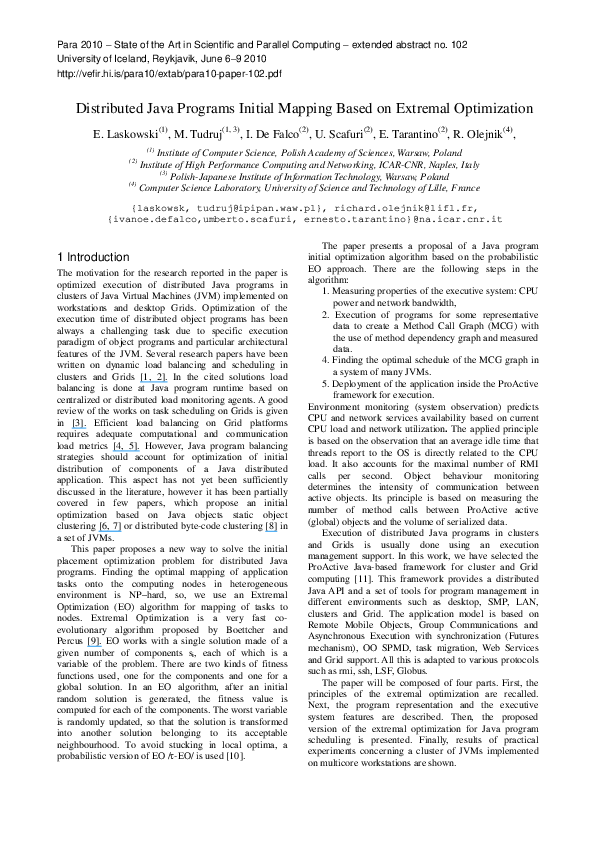 Pdf Distributed Java Programs Initial Mapping Based On Extremal 5884