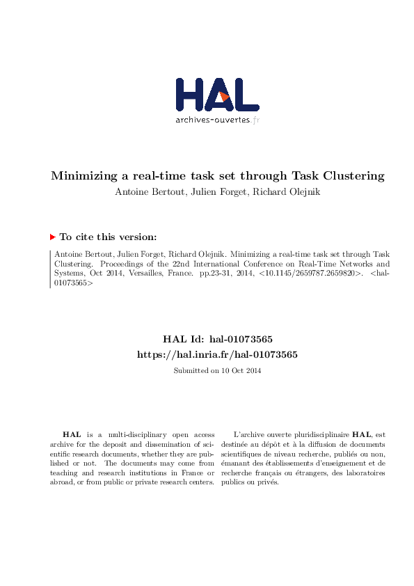 (PDF) Minimizing a real-time task set through Task Clustering
