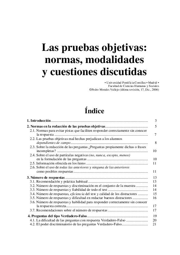 (PDF) Las pruebas objetivas: normas, modalidades y cuestiones discutidas