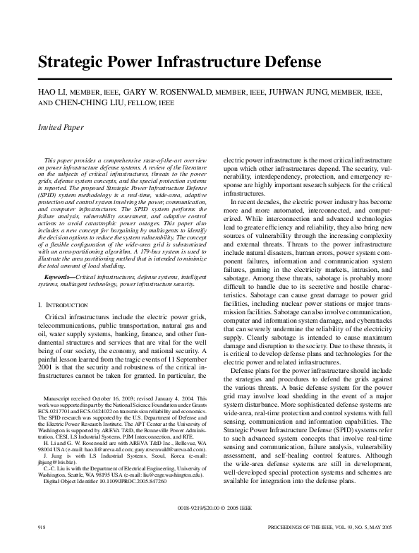 (PDF) Strategic Power Infrastructure Defense