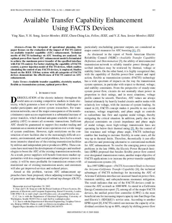 (PDF) Available transfer capability enhancement using facts devices