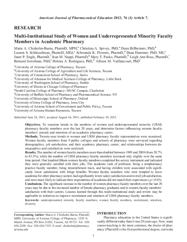 (PDF) Multi-Institutional Study of Women and Underrepresented Minority ...