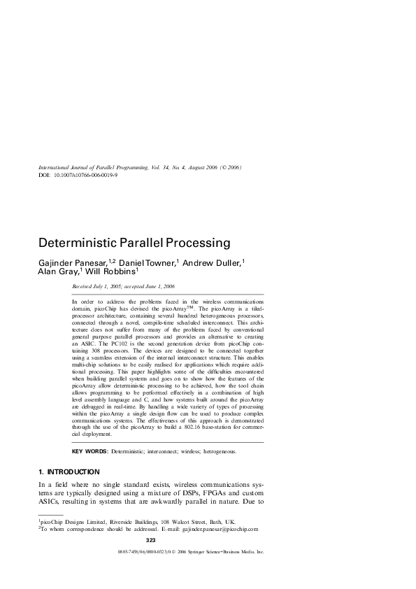 (PDF) Deterministic Parallel Processing