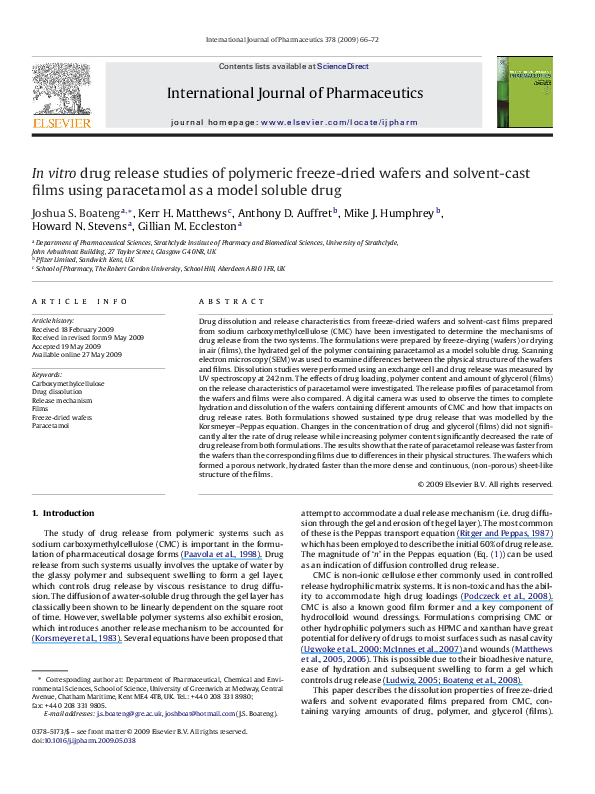 (PDF) In vitro drug release studies of polymeric freeze-dried wafers ...
