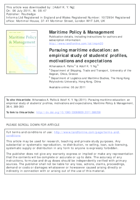 (PDF) Pursuing maritime education: an empirical study of students ...