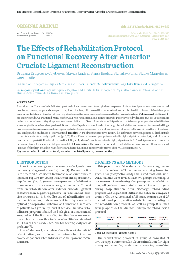 (PDF) The Effects of Rehabilitation Protocol on Functional Recovery ...