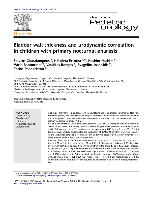 (PDF) Bladder wall thickness and urodynamic correlation in children ...