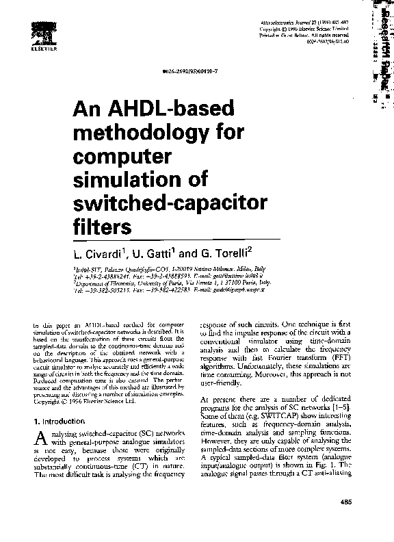 (PDF) An AHDL-based methodology for computer simulation of switched ...