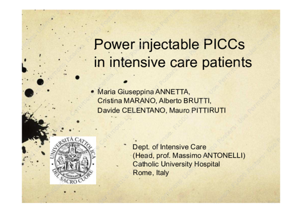 (PDF) Power injectable PICCs in intensive care patients