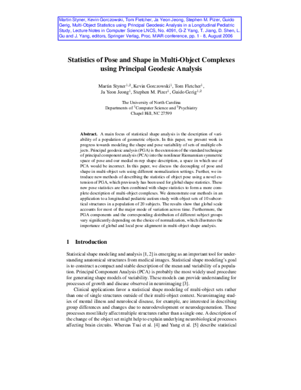 (PDF) Statistics of Pose and Shape in Multi-object Complexes Using Principal Geodesic Analysis