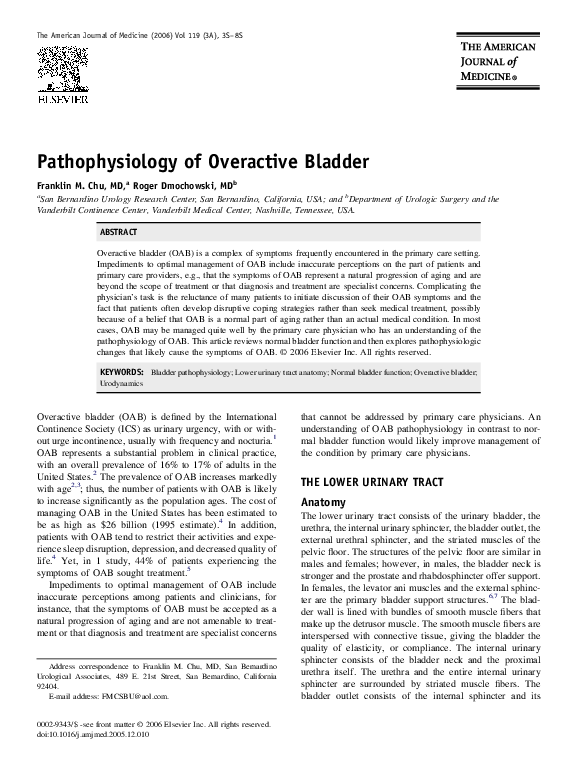 (PDF) Pathophysiology of Overactive Bladder