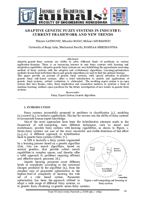 (PDF) Adaptive Genetic Fuzzy Systems in Industry: Current Framework and New Trends