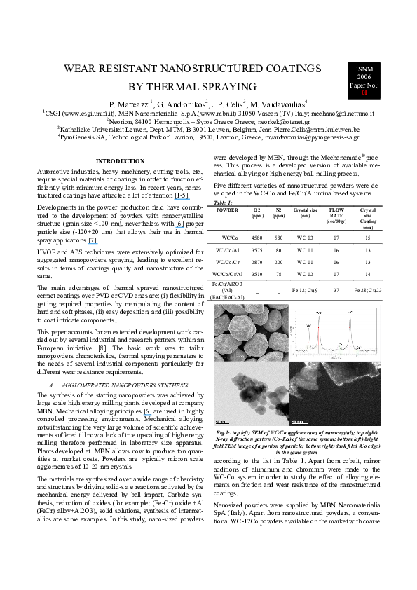 (PDF) Wear resistant nano structured coatings by thermal spray