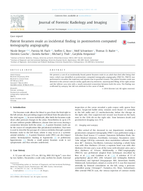 (PDF) Patent foramen ovale as incidental finding in postmortem computed ...
