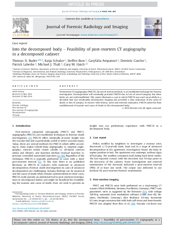 (PDF) Into the decomposed body – Feasibility of post-mortem CT ...