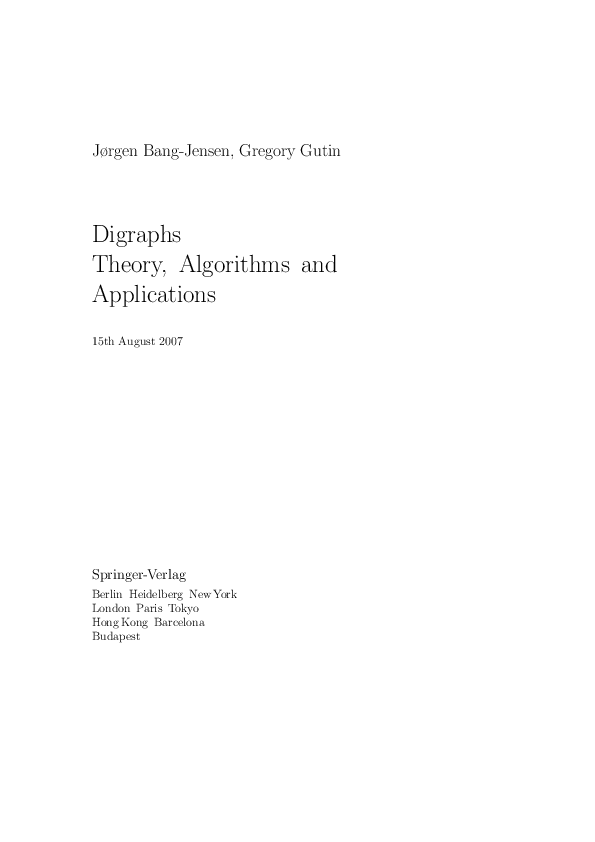 (PDF) Digraphs: theory, algorithms and applications