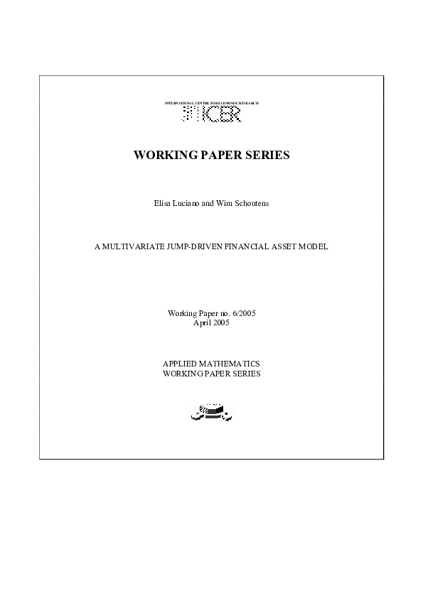 (PDF) A multivariate jump-driven financial asset model