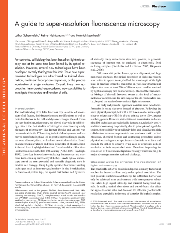 (PDF) A guide to super-resolution fluorescence microscopy