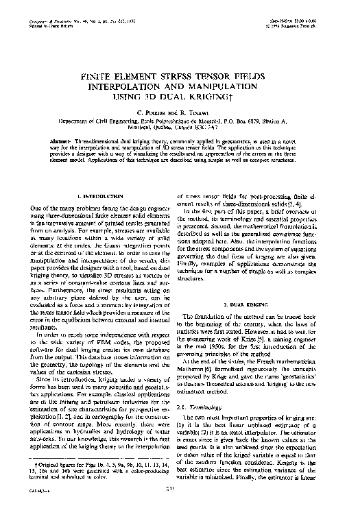 (PDF) Finite element stress tensor fields interpolation and manipulation using 3D dual kriging