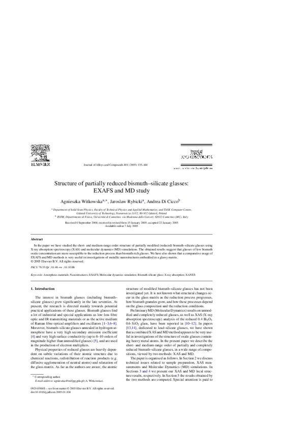 (PDF) Structure of partially reduced bismuth–silicate glasses: EXAFS ...