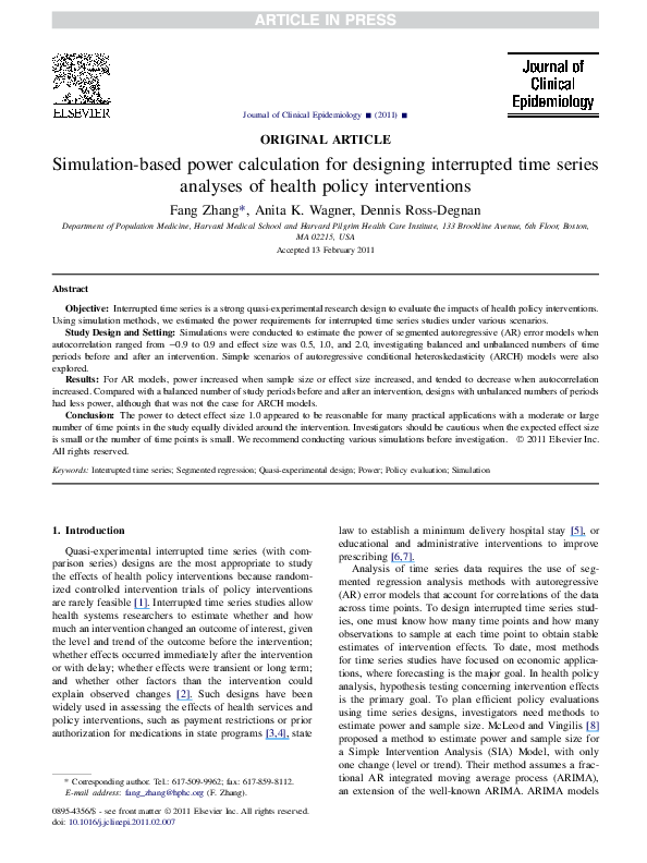 (PDF) Simulation-based power calculation for designing interrupted time series analyses of ...