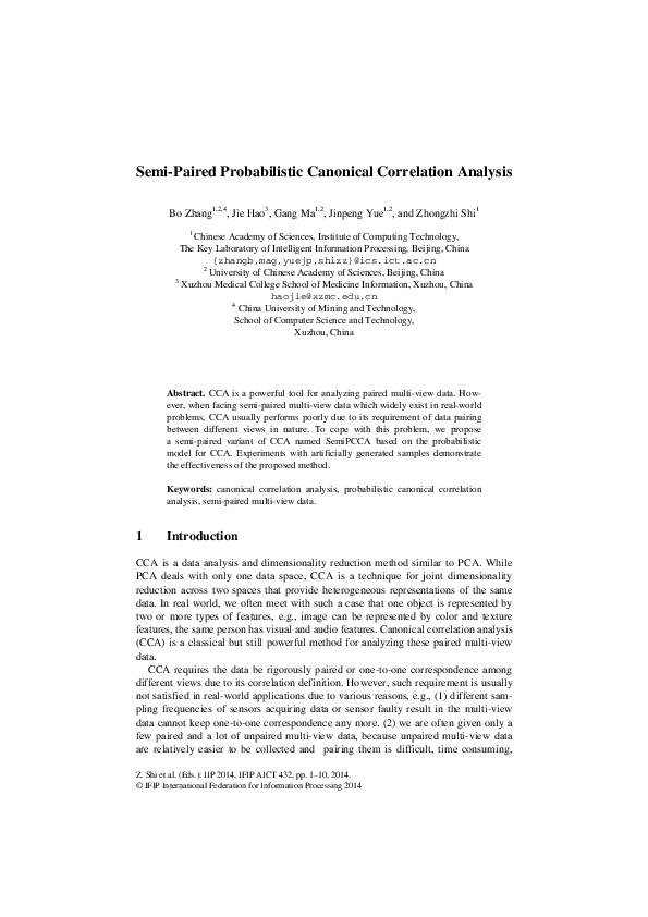 (PDF) Semi-Paired Probabilistic Canonical Correlation Analysis