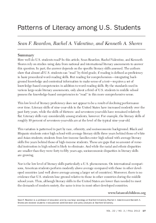 (PDF) Patterns of Literacy among U.S. Students
