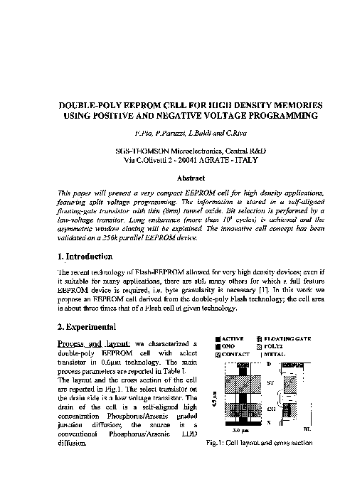 (PDF) Double-Poly EEPROM Cell for High Density Memories using Positive and Negative Voltage ...