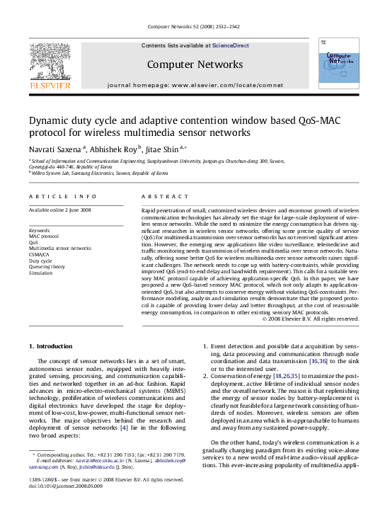 (PDF) Dynamic duty cycle and adaptive contention window based QoS-MAC protocol for wireless ...